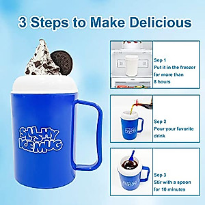 HISENAOGH DIY Slushie Cup TIK TOK Frozen Magic Slushy Maker Cup, Ice Cream Maker with Lid and Straw,Cooling Mug Birthday Gifts for Children BPA-free, Blue
