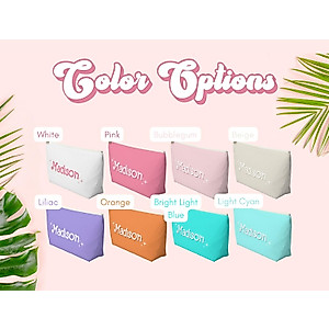 LITTLE RAD CO Personalized Makeup Bag for Women & Girls - Customizable Cosmetic Pouch - Pink Cosmetic Bags for Women Personalized Gifts for Bridesmaid Gifts, Friend Gifts & Women Gifts