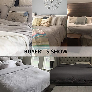 Simple&Opulence 100% Washed Linen Duvet Cover with Embroidered, 3 Pieces Soft Farmhouse Comforter Set with Button Closure,1 Duvet Cover and 2 Pillowshams (California King,Natural Linen)
