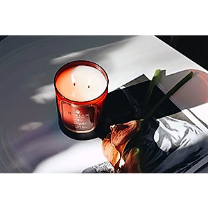 Harlem Candle Company, Josephine Luxury Scented Candle, Double Wick, 12 oz Red Glass Jar, Soy Wax, Gift Box, Scents of Rose, Jasmine, Amber, Tonka Bean and Sandalwood