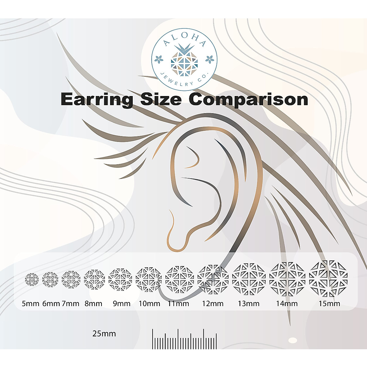 925 Sterling Silver Hawaiian Orchid Flower Plant Stud Earrings, Nickle Free Hypoallergenic for Sensitive Skin, Tropical Nature Jewelry, Gift Box Included (Medium)