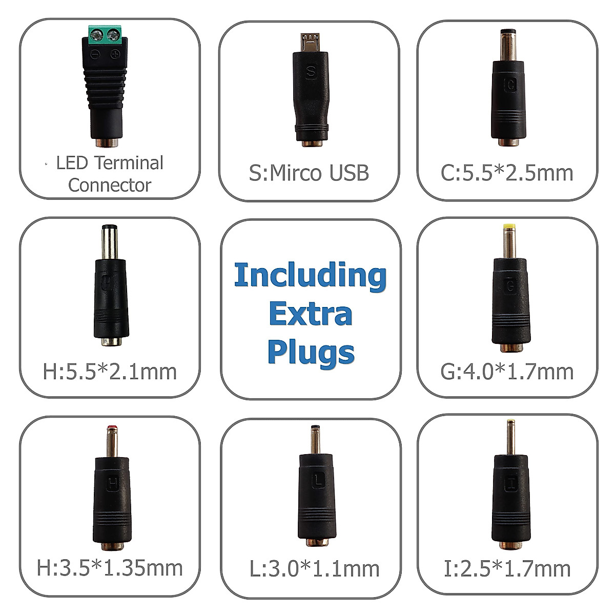 Zingpaw AC to DC 25.2V 1A Wall Charger Adapter Power Supplier for Household Electronics Electric Massage Battery Headlights Toy Cars with 5.5mm x 2.5mm Tip & 8 Replaceable Tips