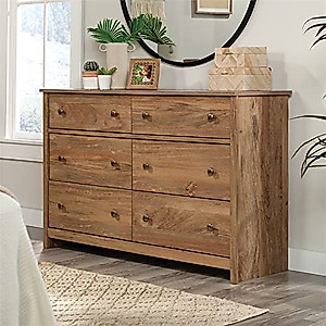Sauder River Ranch 6-Drawer Bedroom Dresser Sindoori Mango, Sindoori Mango Finish
