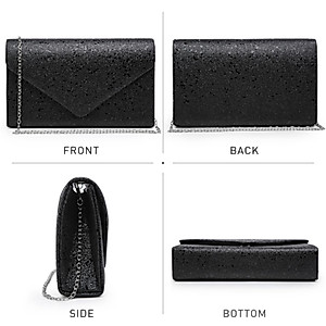 Dasein Women Glitter Evening Bags Formal Clutches Wedding Purses Party Dressy Clutch Purse Cocktail Prom Handbags (Black)