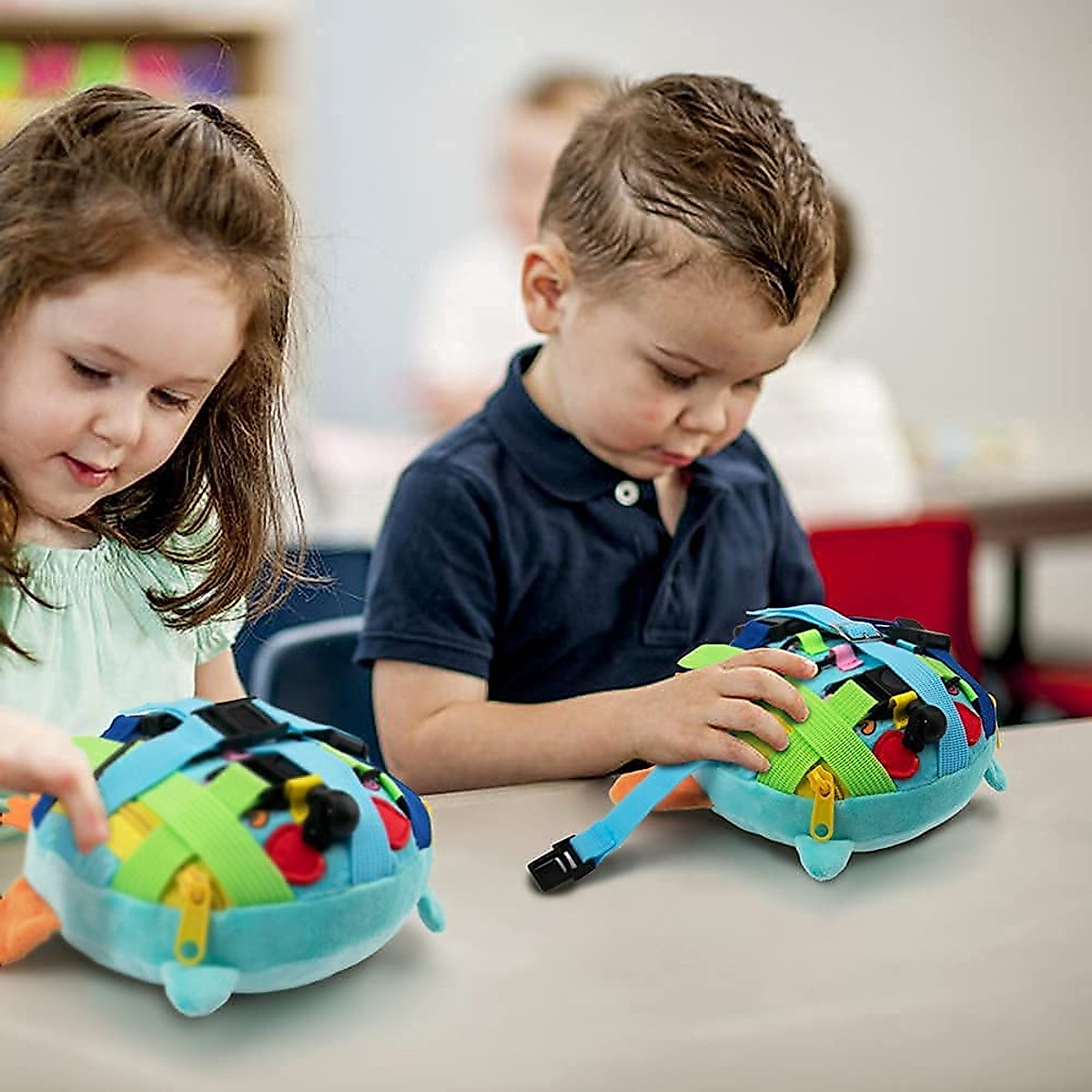 beetoy Sensory Buckle Pillow Zipper Toys for Toddlers 1-3, Toddler Travel Toys for Plane Keep Baby Busy Toys for Autistic Kids - Develop Fine Motor and Problem-Solving Skills