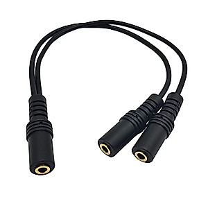 Qaoquda 9 inch Stereo 3.5mm 1-Female to Dual 2-Females Y Splitter Audio Cable & Gender Changer