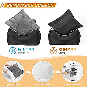 Dog Car Seat Pet Booster Car Seat for Small Dogs with Double-Sided Cushion, Adjustable Clip-On Safety Leash, Sturdy Snap Hook, Two Storage Pockets, Detachable Washable Comfy Ultra Soft Car Travel Bed