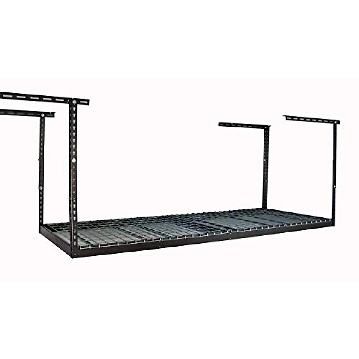 SafeRacks 3x8 Overhead Garage Storage Rack - 500 Pound Weight Capacity Height Adjustable Steel Ceiling-Mounted Rack with Accessories (Hammertone) (18"-33")