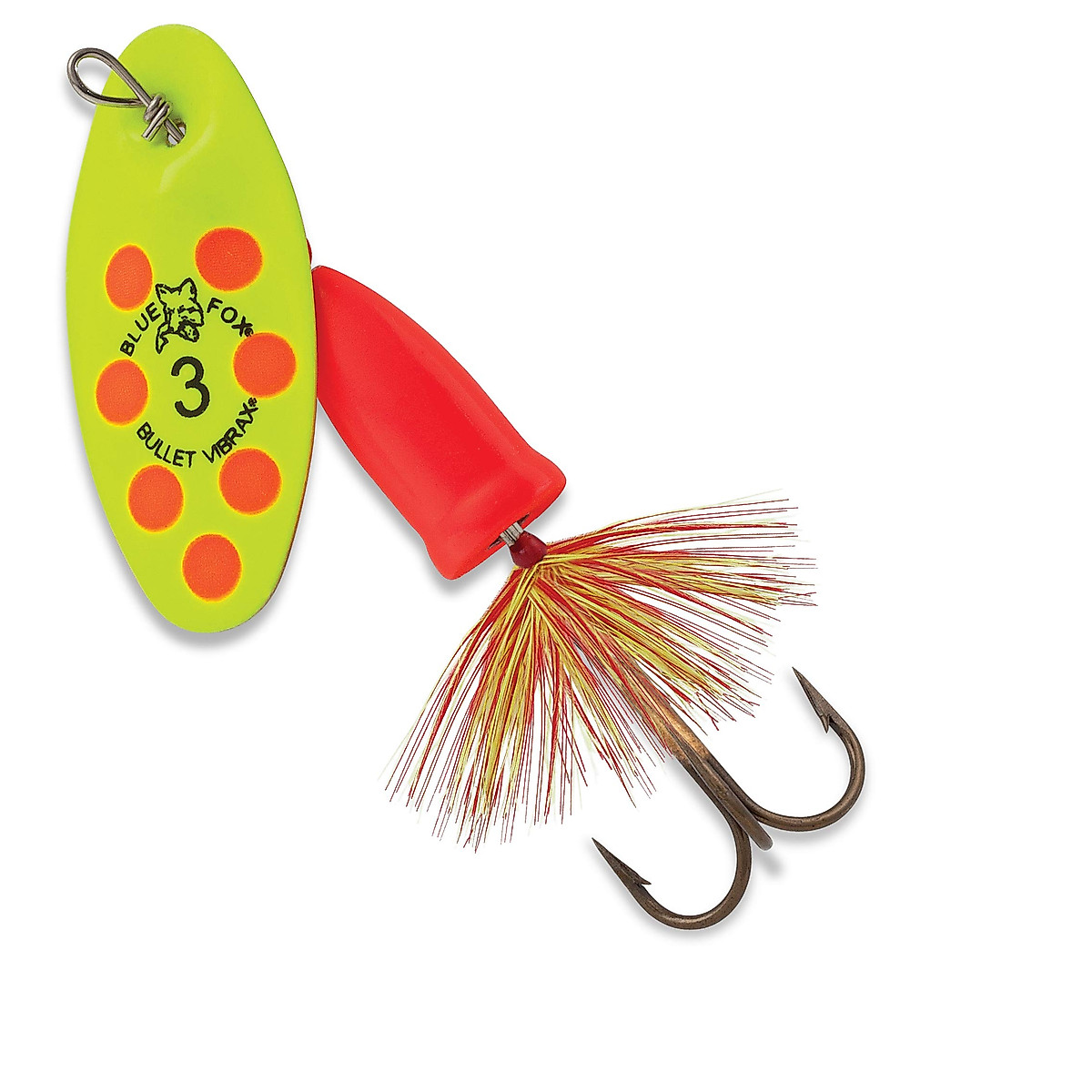 Blue Fox Vibrax Bullet Fly Tackle, Fluorescent Yellow/Fluorescent Red, 3,VBF3252