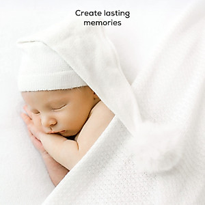 First Landings Cashmere Wool Newborn Hats (2-Pack) Ultra Soft Baby Hats Gift Set - Adorable Long Baby Beanie with Pom Poms - Newborn Photography Props