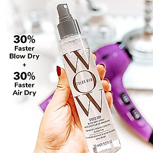Color Wow Speed Dry Blow Dry Spray – Cuts blow dry time by at least 30%; Clinically proven; Alcohol free; Heat protectant; Helps prevent breakage and color fade; Cruelty free and gluten free