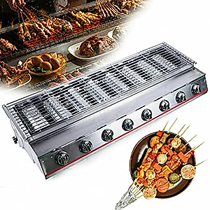 Gas Grill BBQ Gas Grills 8 Burner BBQ Grill Outdoor Party Cooker Stainless Steel Barbecue Grill Commercial Gas Grill Burners Cooker Smokeless for Camping Picnics