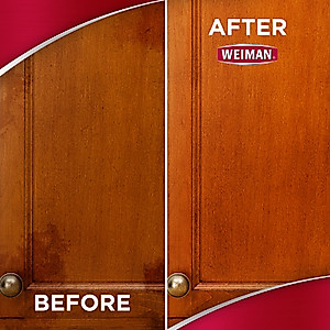 Weiman Cabinet & Wood Clean & Shine Spray - Furniture, Kitchen Cabinets, Baseboard & Trim, Fresh Almond Scent - Microfiber Cloth Included