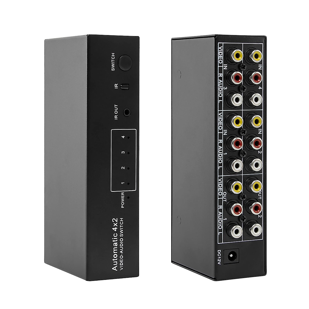HONONJO AV SWITCHER 4 Way Converter Video Audio Selector for TV with Remote Control Video Switch Box （Electrical Volts: 110V）