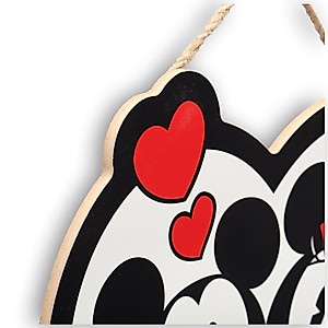 Disney Mickey Mouse and Minnie Mouse Hanging Wood Sign - Heart Shaped Mickey Mouse Wall Art