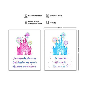 Inspirational Quotes Wall Decor Set - Castle World Motivational Wall Art Room Decoration Poster Prints for Kids, Boys, Girls Bedroom - Gift for Women and Fans 8x10 prints Unframed