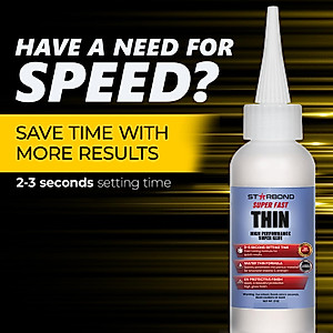 STARBOND EM-02 Super Fast Thin, Premium Instant CA (Cyanoacrylate Adhesive) Super Glue Plus Extra Cap and Microtips, 2 oz. (for Woodturning, Pen Turning, Hobby, Stabilizing, Finish, Inlay)