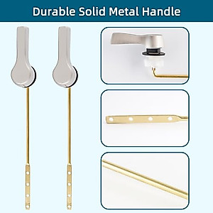 Hygie Rinse 2Pack Front Mount Toilet Handle Replacement Kit Compatible with American Standard/Glacier Bay/Gerber, Universal Toilet Flush Lever with Flapper Chain, Brushed Nickel