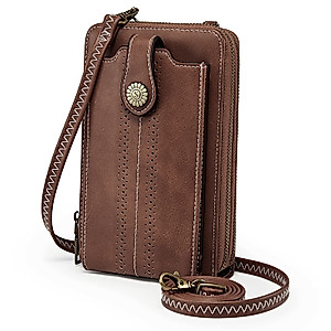 Kattee Women Small Crossbody Cell Phone Purse Wristlet Wallets RFID Blocking Faux Leather Clutch Wallets Shoulder Phone Bag
