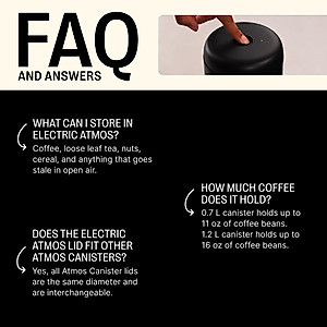 Fellow Atmos Electric Vacuum Canister & Storage Container - Airtight Coffee & Food Storage Containers - Coffee Containers - (Matte Black, 1.2 Liter)