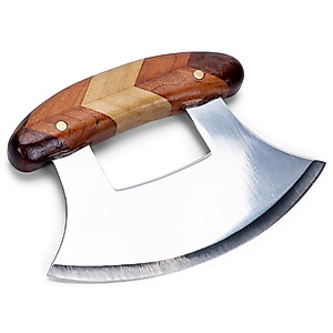Elanze Designs 271 Wooden Handle Brown 8 Inch Wood and Stainless Steel Ulu Knife