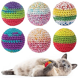 Retro Shaw Cat Toys Balls, Woolen Yarn Cat Ball Toy with Bell Inside, Cat Toys for Indoor Cats, Interactive Cat Chew Toys for Kitty Kitten, 6 Pack