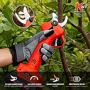 Electric Pruning Shears, Kebtek Professional 18V Cordless Pruner Battery Powered Tree Branch Cutter with 2 Pack 2Ah Lithium Batteries Brushless Motor- 32MM (1.26 Inch)
