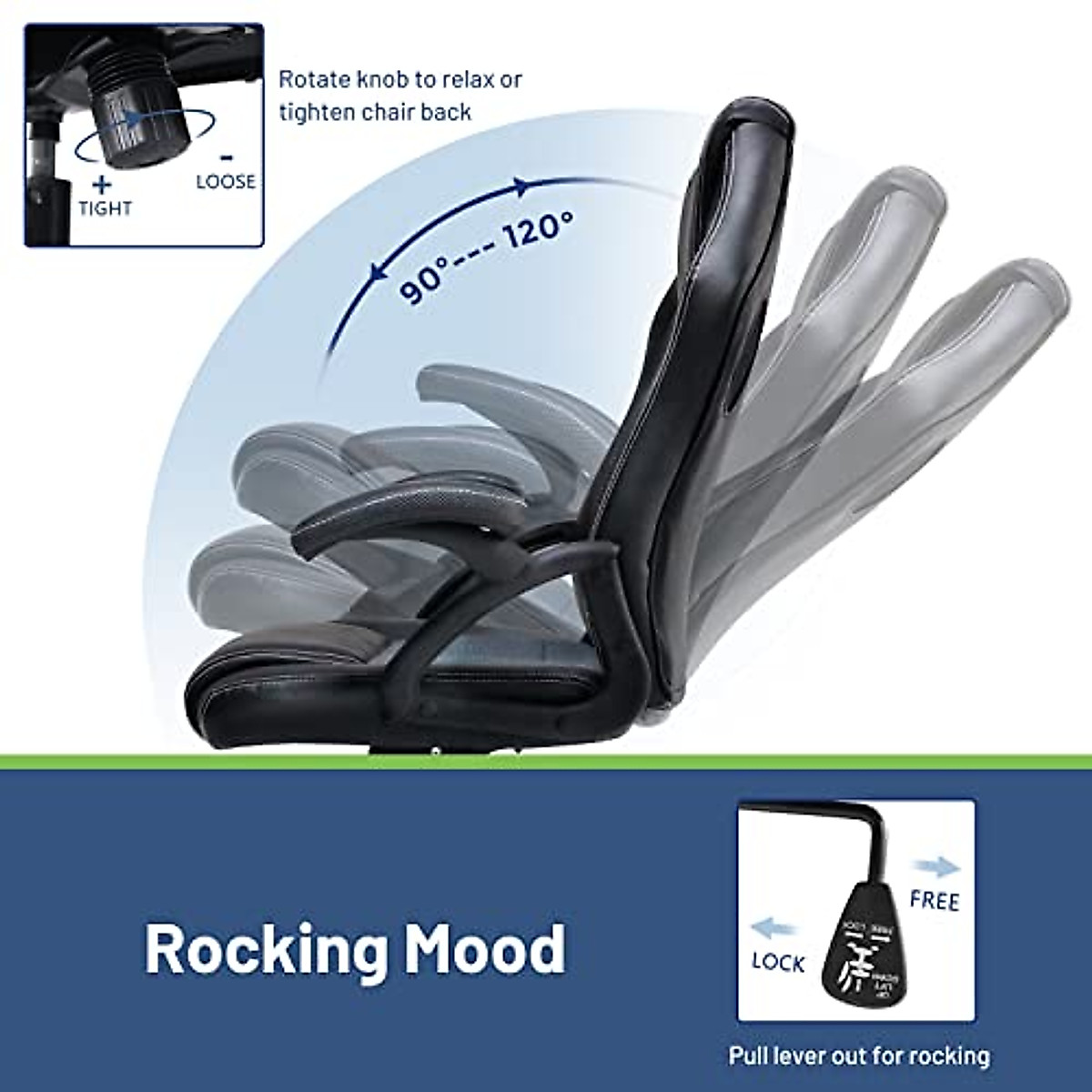 FONTOI Gaming Ergonomic Home Office Desk Swivel Computer Chair, Black