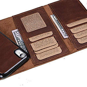 Brown Leather iPhone XR Magnetic Detachable Wallet Case, Customized Full Grain Leather Cover For iPhone XR, Wireless Charging, Laser Engrave