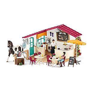 Schleich Horse Club 66-piece Horse Rider Café Playset with Horse Toy and Horse Accessories for Kids Ages 5-12