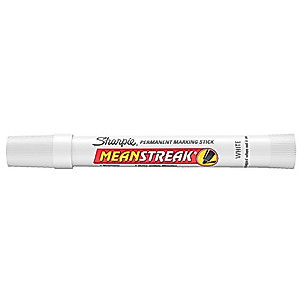 Sharpie Mean Streak Permanent Marking Stick, Bullet Tip, White, Box of 12