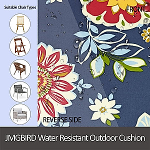 JMGBird Outdoor Chair Cushions Set of 4 Patio Cushions D16 x W17 Inch with Ties, Outdoor Chair Pad for Patio Furniture Upgrade Thicker