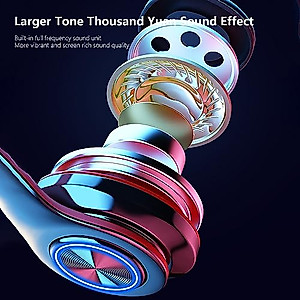 Wireless Headphones Foldable Bluetooth Earphones Over Ear Headphones Wireless Headset with Deep Bass Call 8 Hours Listening Time On-Ear Gym Headphones Headphones Wireless Bluetooth (Rose Red)