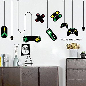 Amaonm Removable Creative Game Controllers Vinyl Wall Decal Peel & Stick Art Decor Games Wall Stickers for Kids Children Boy Bedroom Playroom Nursery Walls Background Decoration (31"h x 55"w)