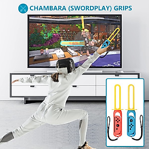 2022 Nintendo Switch Sports Accessories Bundle, 10 in 1 Family Sports Game Accessories Kit for Switch OLED, Joycon Grip for Hand Strap & Leg Strap,Chambara,Bowling Grip and Tennis/Badminton Rackets