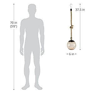 Exhart 2 Solar Hanging Ball Lights, 20 LEDs, Glass w/Rope, Durable Garden Décor Lights, 2pc, 6"x38"