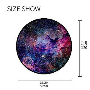 My Daily Colorful Galaxy Star and Nebula Universe Round Area Rug for Living Room Bedroom Kids Playing Rug Polyester Yoga Floor Mat 3' Diameter
