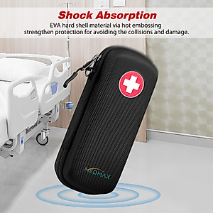 MEDMAX Epipen Medical Carrying Case, Hard Shell EVA Shock Absorption Travel Medication Organizer Bag Emergency Medical Pouch Holds 2 EpiPens, Asthma Inhaler, Auvi-Q, Allergy Supplies (Black)