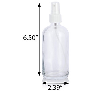 JUVITUS 8 oz Clear Boston Round Thick Plated Glass Bottle with White Fine Mist Spray (2 Pack)