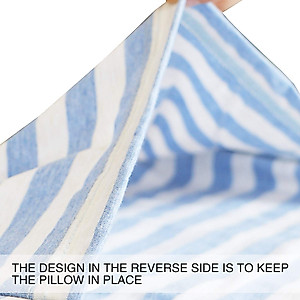 NTBAY 2 Pack Cotton 13" x18" Pillows with Toddler Organic Cotton Pillowcases, Soft Kids Crib Pillows for Sleeping with Envelope Closure Baby Travel Pillow Cases in Daycare Preschool, Blue Striped