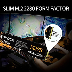 Ediloca EN605 512GB M.2 SSD, NVMe1.3 PCIe Gen3 x4 SSD Internal Hard Drive, M.2 2280 - Read/Write Speed up to 2150/1600 MB/s - Internal SSD Compatible with Laptop & PC Desktop