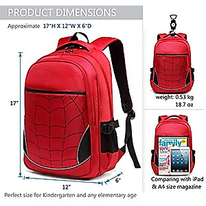 BLUEFAIRY Boys Backpacks with Lunch Bag for Kids Primary Elementary School Bags Set Eementary Book Bags Lightweight Durable Gifts 2pcs (Red)