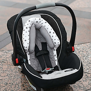 Travel Bug Baby & Toddler 2-in-1 Head Support Duo Head Support for Car Seats, Strollers & Bouncers (Grey/White)