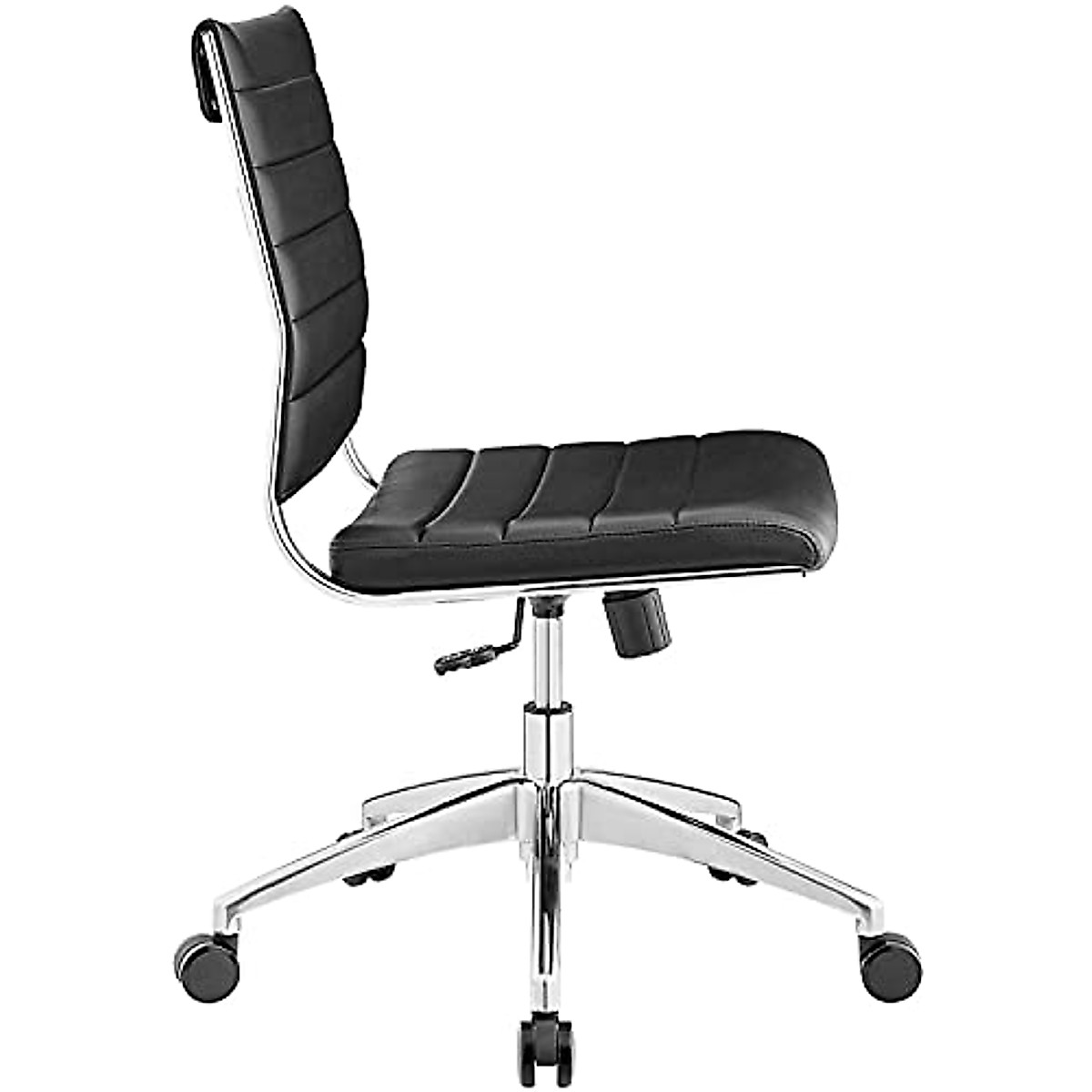Modway Jive Ribbed Armless Mid Back Swivel Conference Chair In Black