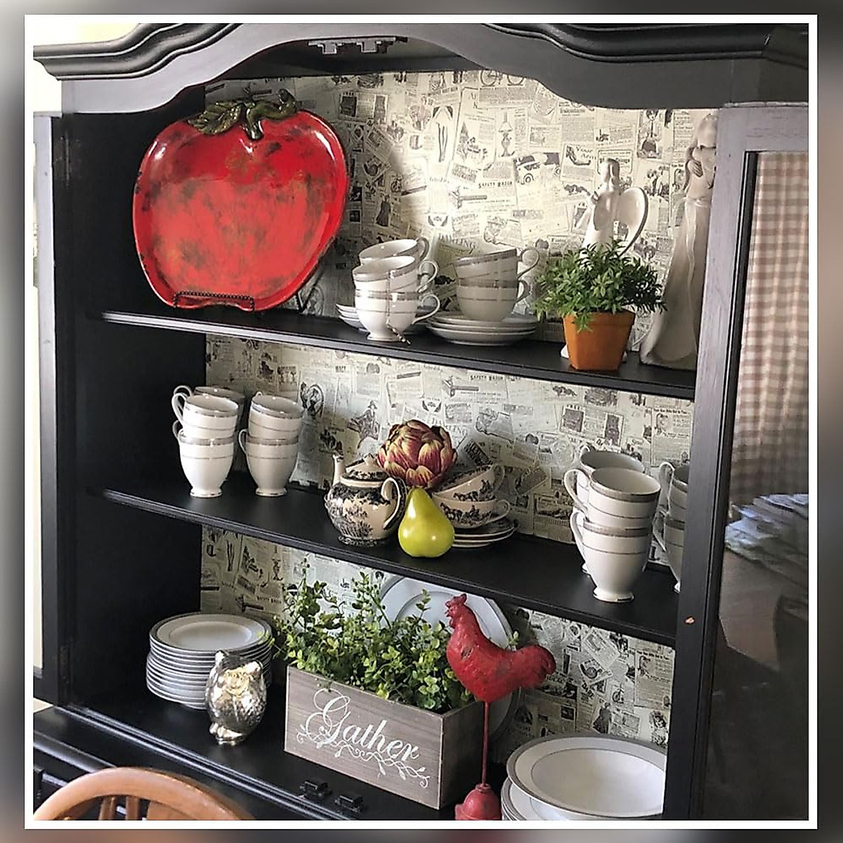 HOYOYO 17.8 x 78 Inches Self-Adhesive Liner Paper, Removable Shelf Liner Wall Stickers Dresser Drawer Peel Stick Kitchen Home Decor, Newspaper