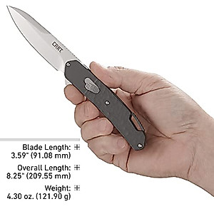 CRKT Bona Fide EDC Folding Pocket Knife: Take Apart Field Strip, Satin Drop Point Blade, Flipper Open, Liner Lock, Aluminum Handle, Low Profile Pocket Clip K540GXP