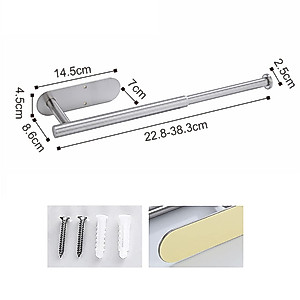 Expandable Rack Paper Towel Holder Under Cabinet Kitchen Paper Towel Stand Holder for Kitchen、Bathroom Organization and Storage, Self-Adhesive or Drill mounting (Silvery)