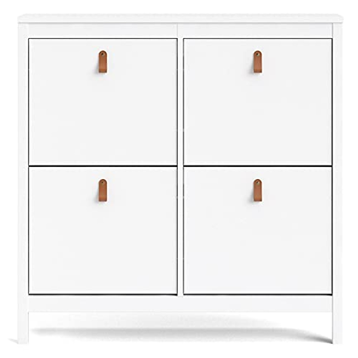 Pemberly Row Modern-Traditional Style 4 Drawer Shoe Cabinet, 16-Pair Shoe Rack Storage Organizer in White