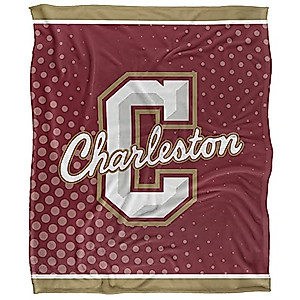 College of Charleston Blanket, 50"x60" Logo Dots Silky Touch Sherpa Back Super Soft Throw Blanket