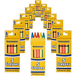 Trail maker Wholesale Bright Wax Coloring Crayons in Bulk 24 Pack, 5 Per Box in Assorted Bundle Art Sets (24 Pack)